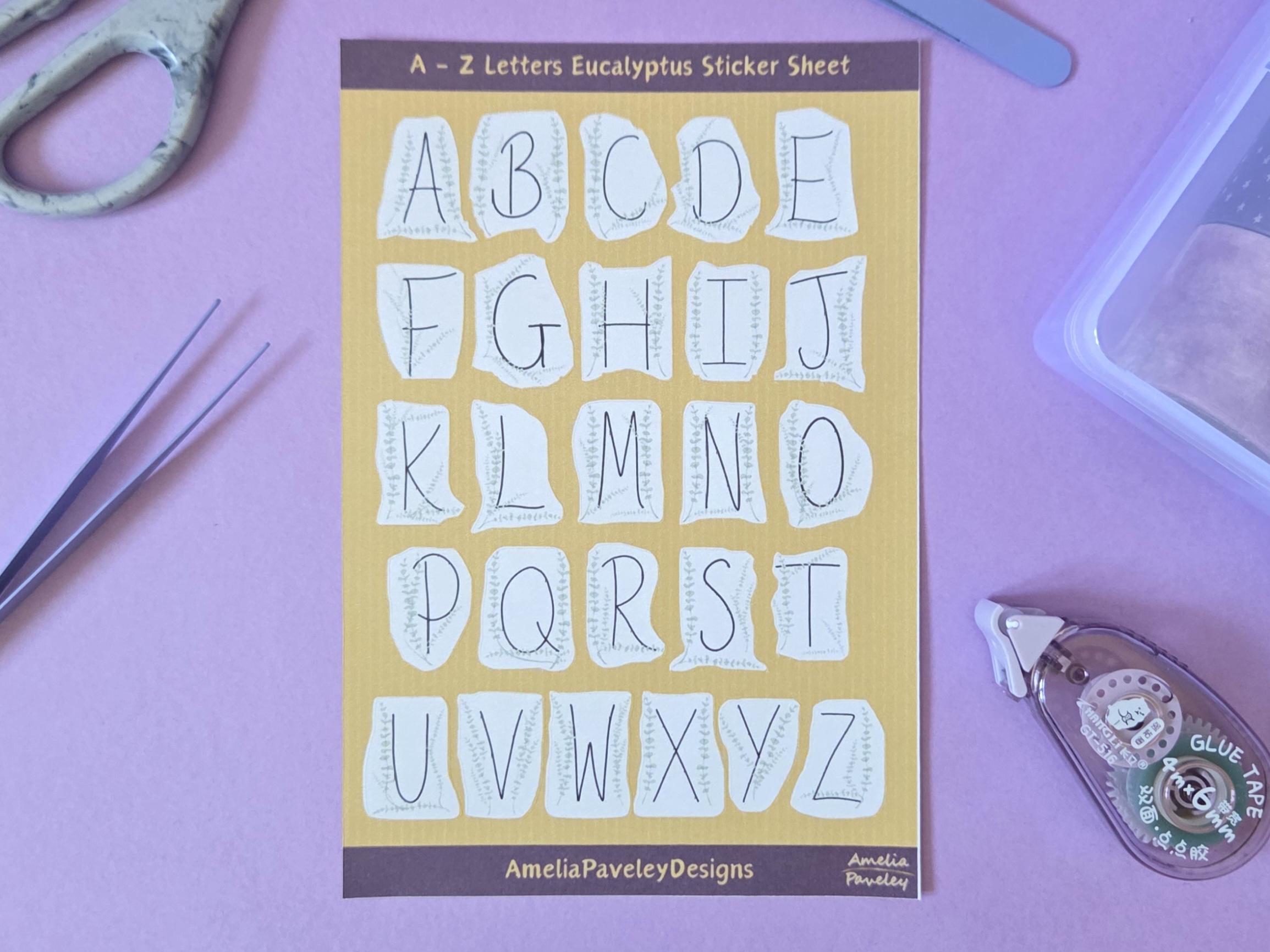Alphabet A to Z Letters Sticker Sheet, Simple Ransom Letters, Uppercas ...